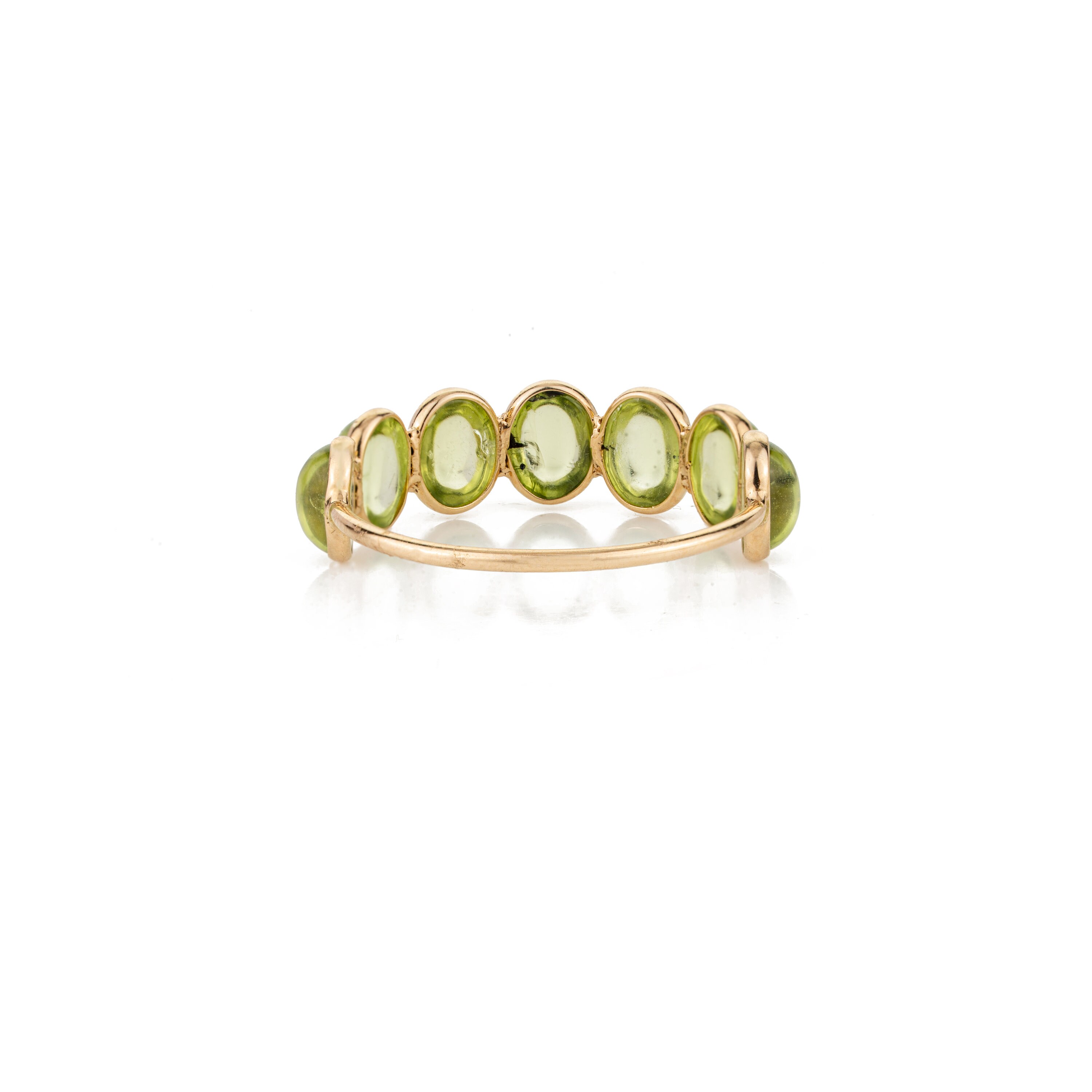 Natural Oval Peridot Band Ring in Solid 9K/14K/18K Yellow Gold Half ...