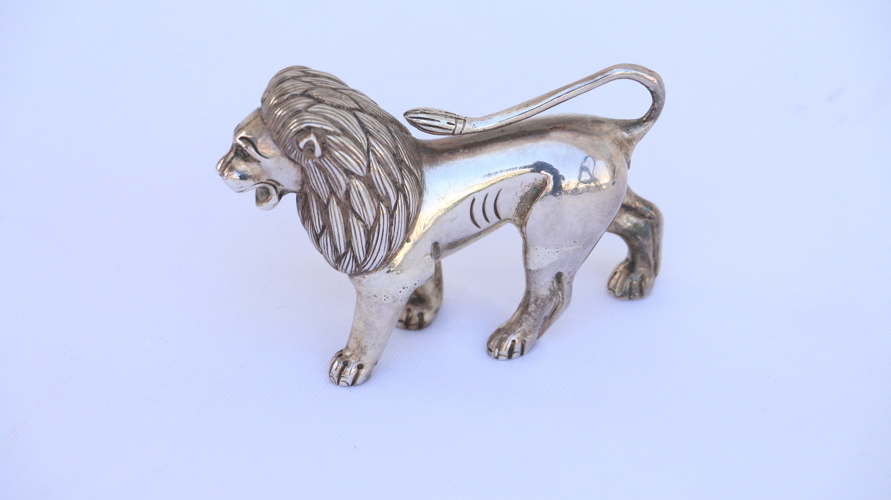Pure Silver Lion Statuefree Engravingpersonalizedhand - Etsy