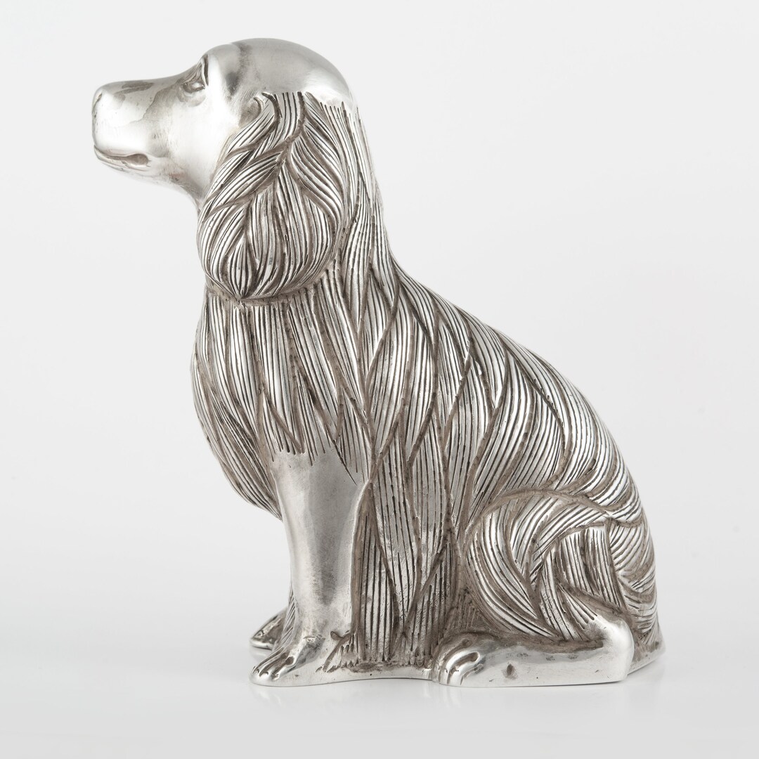 Silver Dog Sculpture Article, Animal Figurine, 925 Sterling Silver, Dog ...