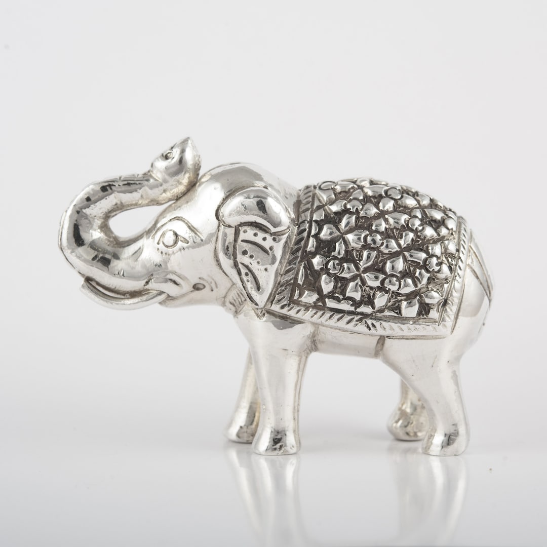 Solid Silver Elephant Statue, Elephant Statue Decor, Elephant Article ...