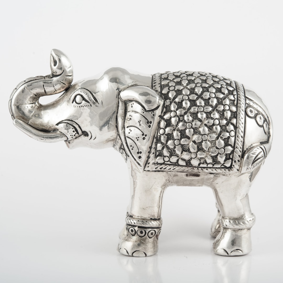 Solid Silver Elephant Statue,hand Carved,elephant Article,silver Statue ...