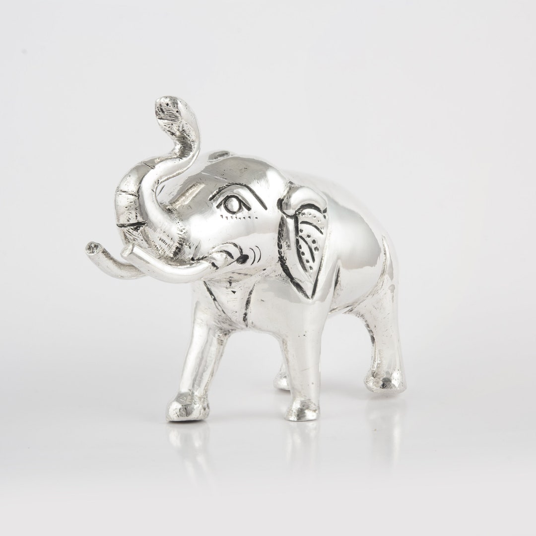 Solid Silver Elephant Statue,hand Carved, Elephant Article, Silver ...