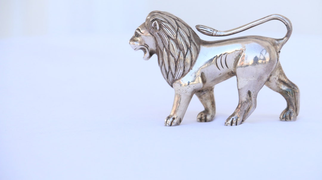 Pure Silver Lion Statue,free Engraving,personalized,hand Carved,lion ...