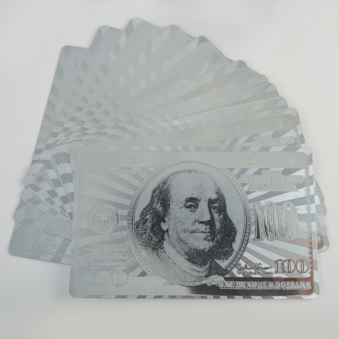 Silver Playing Cards, 925 Sterling Silver, Gift for Him, Silver Foil ...