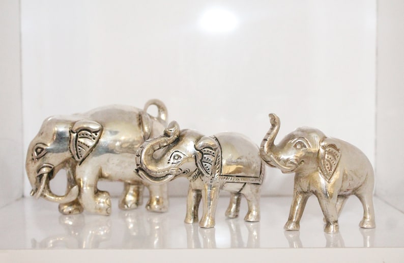 Solid Silver Elephant Statuehand Carvedelephant - Etsy