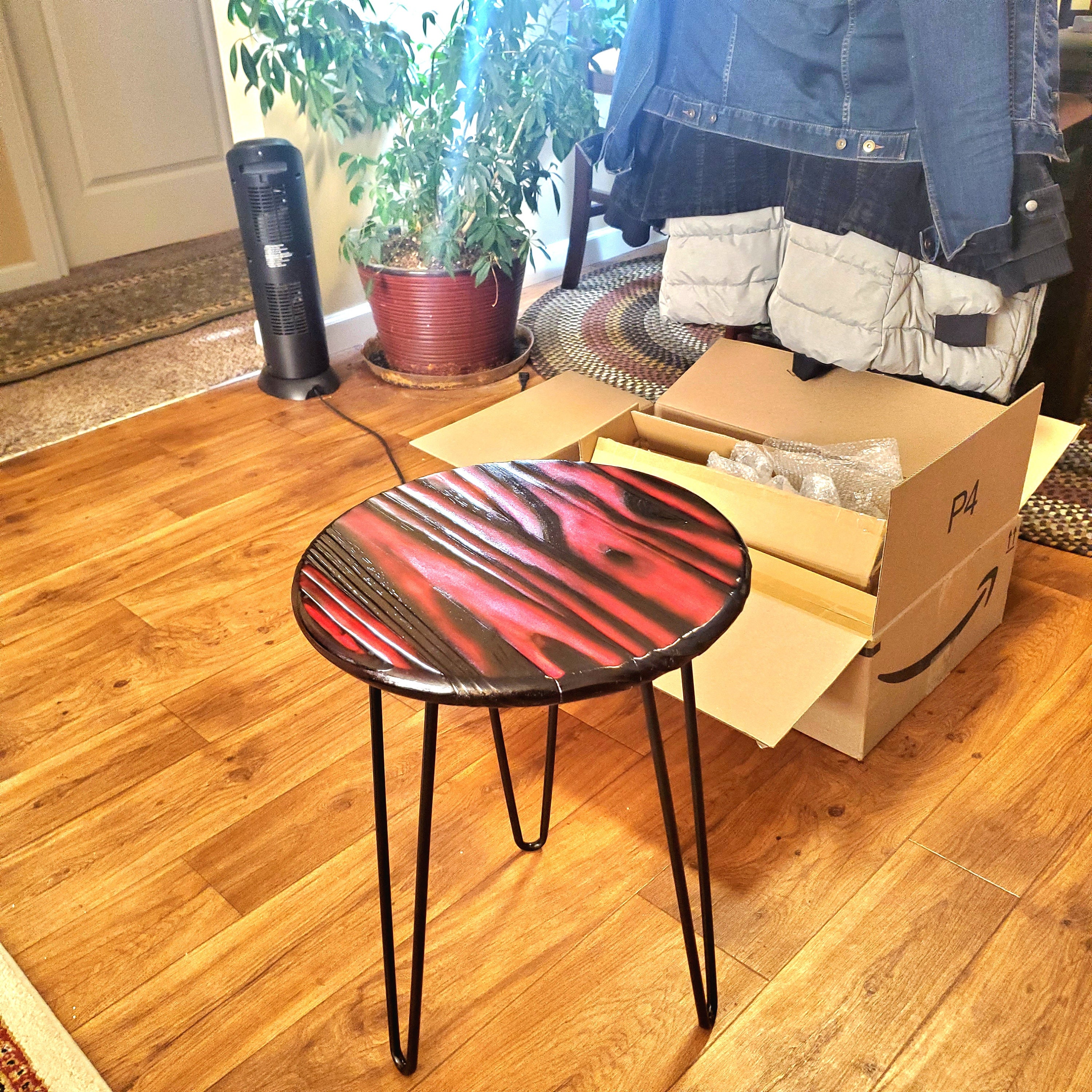 Soldshou Sugi Ban Pink Stained Accent Table - Etsy
