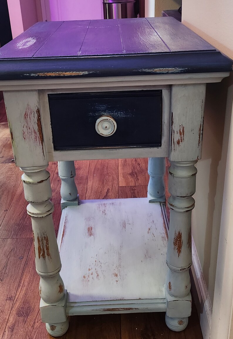 Repurposed Beachy, Distressed Side Table Solid Wood - Etsy