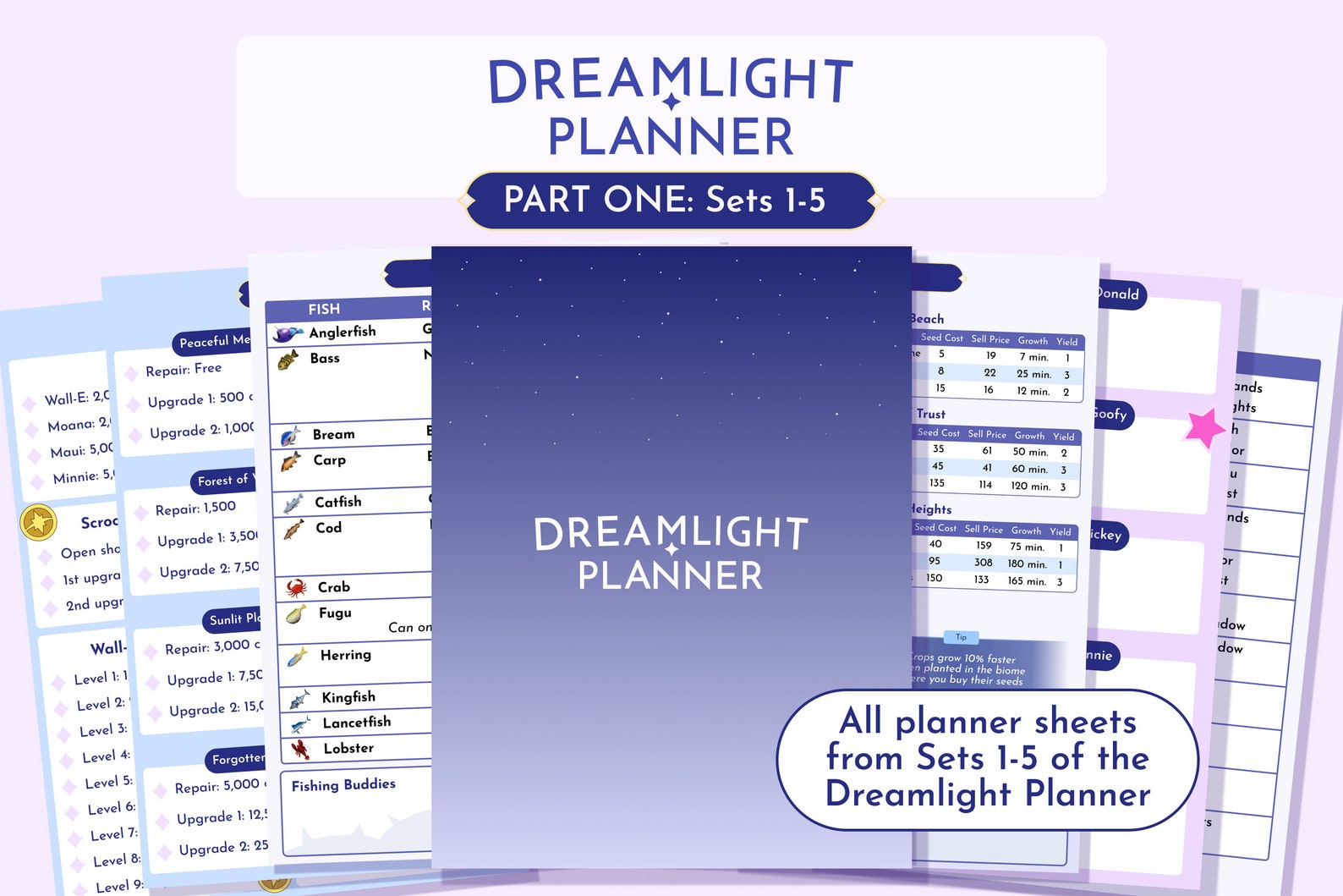 Dreamlight Valley Planner - Sets 1-5 Guide Tracker | Base Game Only ...