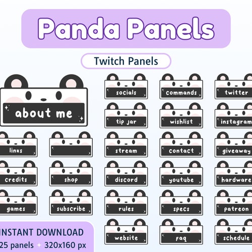 Twitch Panda Panels / Badges / Kawaii / Streamer / Sparkle / - Etsy Canada