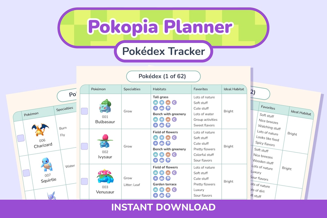 Pokopia Planner: Pokédex Tracker | Goodnotes Template | Printable (PDF ...