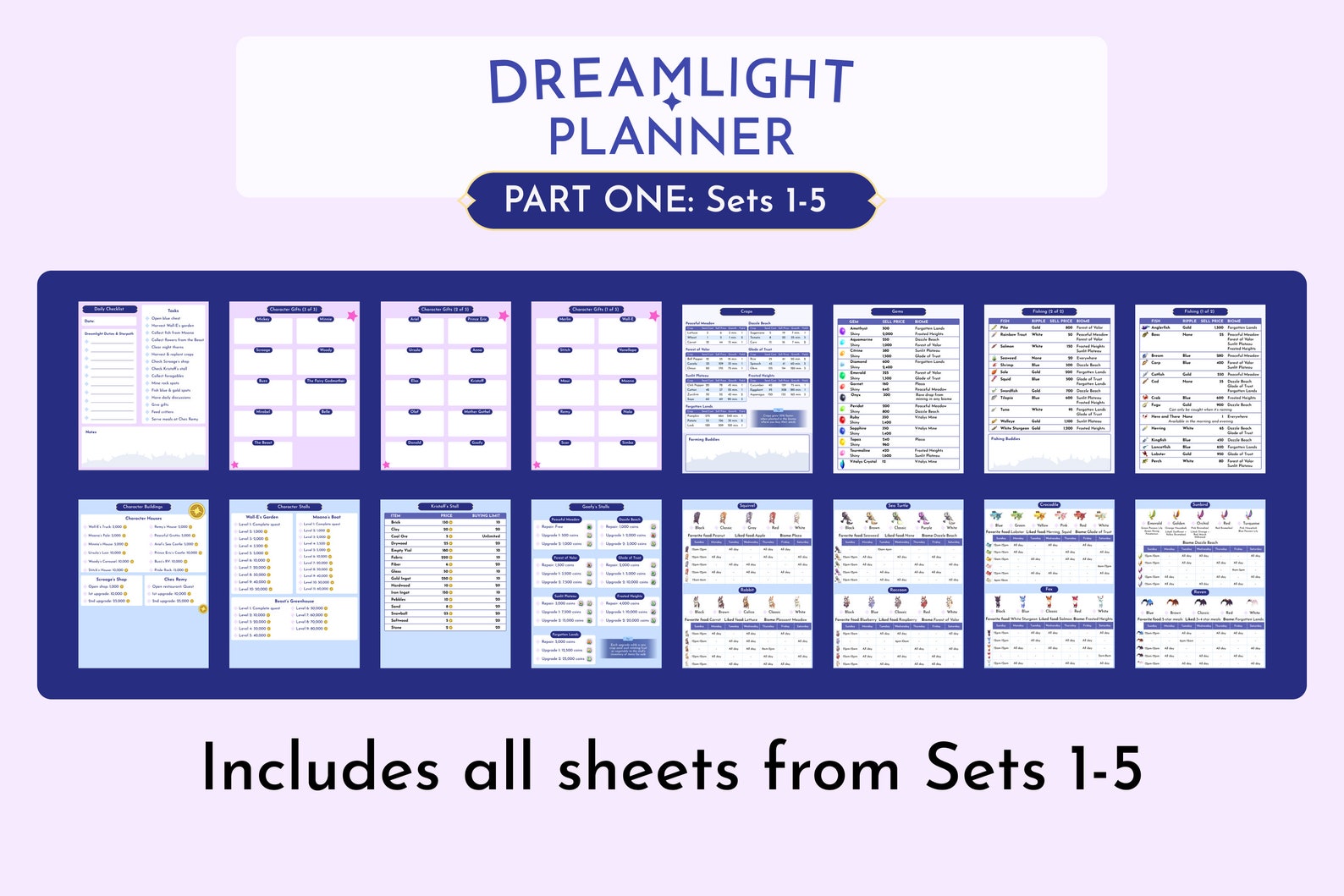 Dreamlight Valley Planner Sets 1-5 Guide Tracker Base Game Only ...