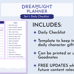 Dreamlight Valley Planner: Set 1 Daily Checklist & Gift Guide (PDF) - Etsy