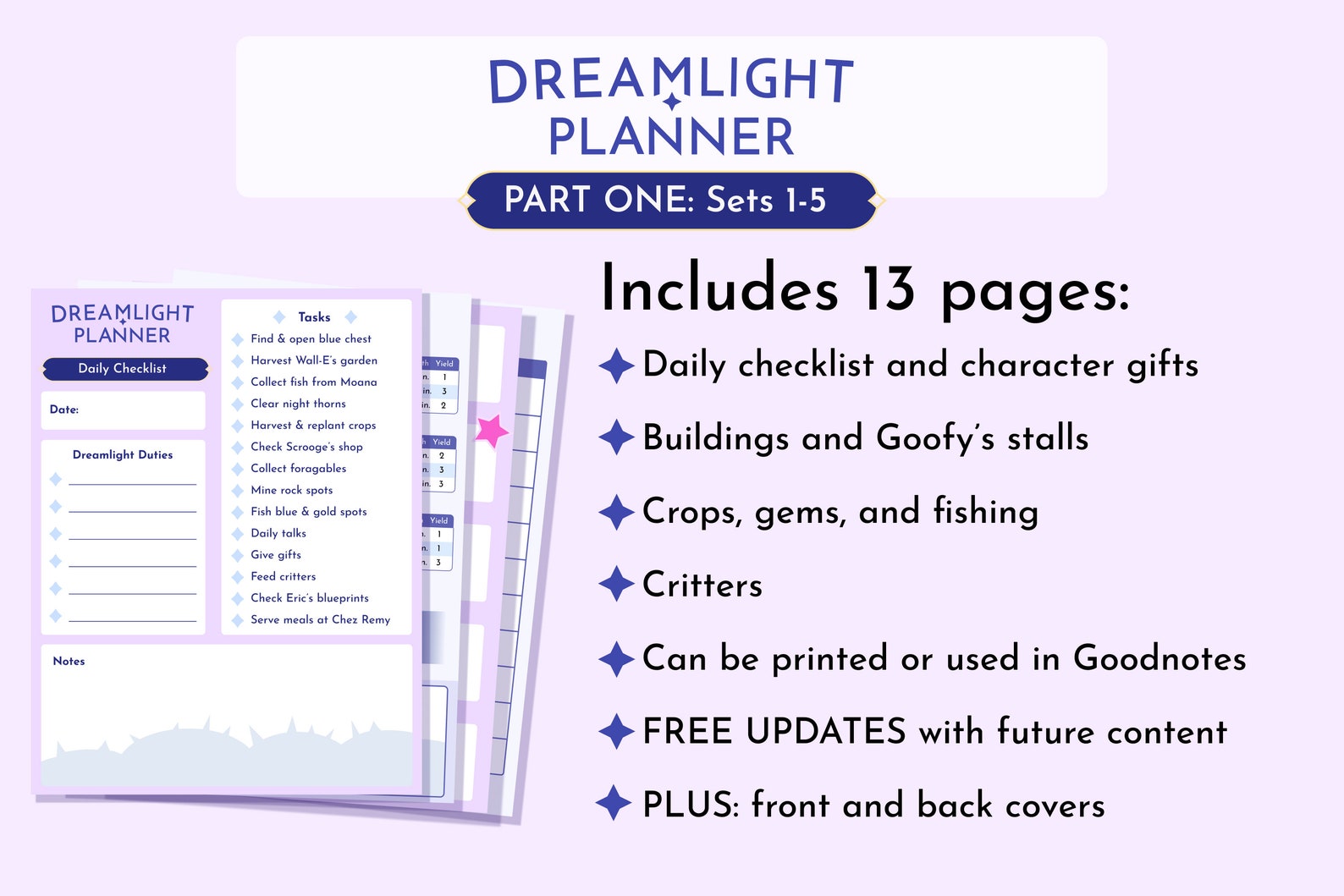 Dreamlight Valley Planner - Sets 1-5 Guide Tracker | Base Game Only ...