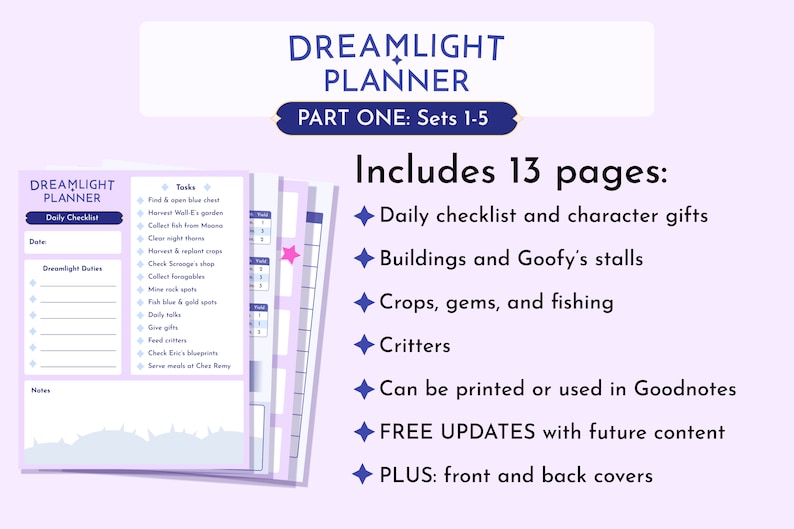 Dreamlight Valley Planner - Sets 1-5 Guide Tracker | Base Game Only ...