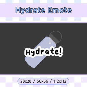 Hydrate Twitch Emote: Purple Water Bottle, Kawaii Streamer Art (digital ...