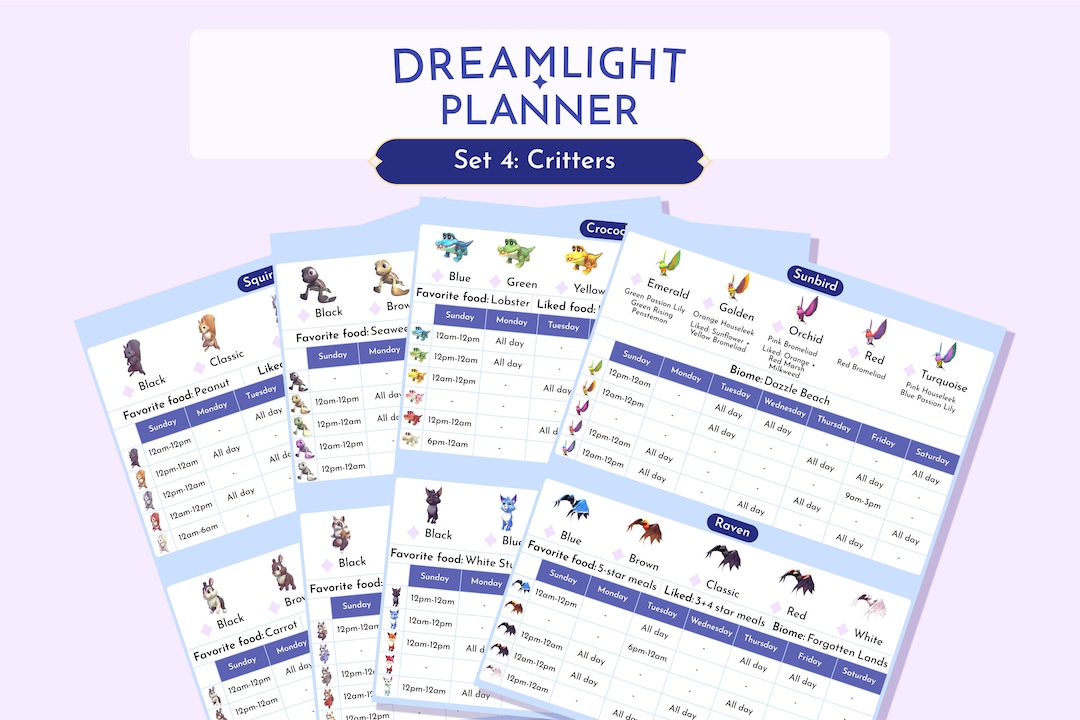 Dreamlight Valley Planner - Set 4 Critters Companions Guide | Goodnotes ...