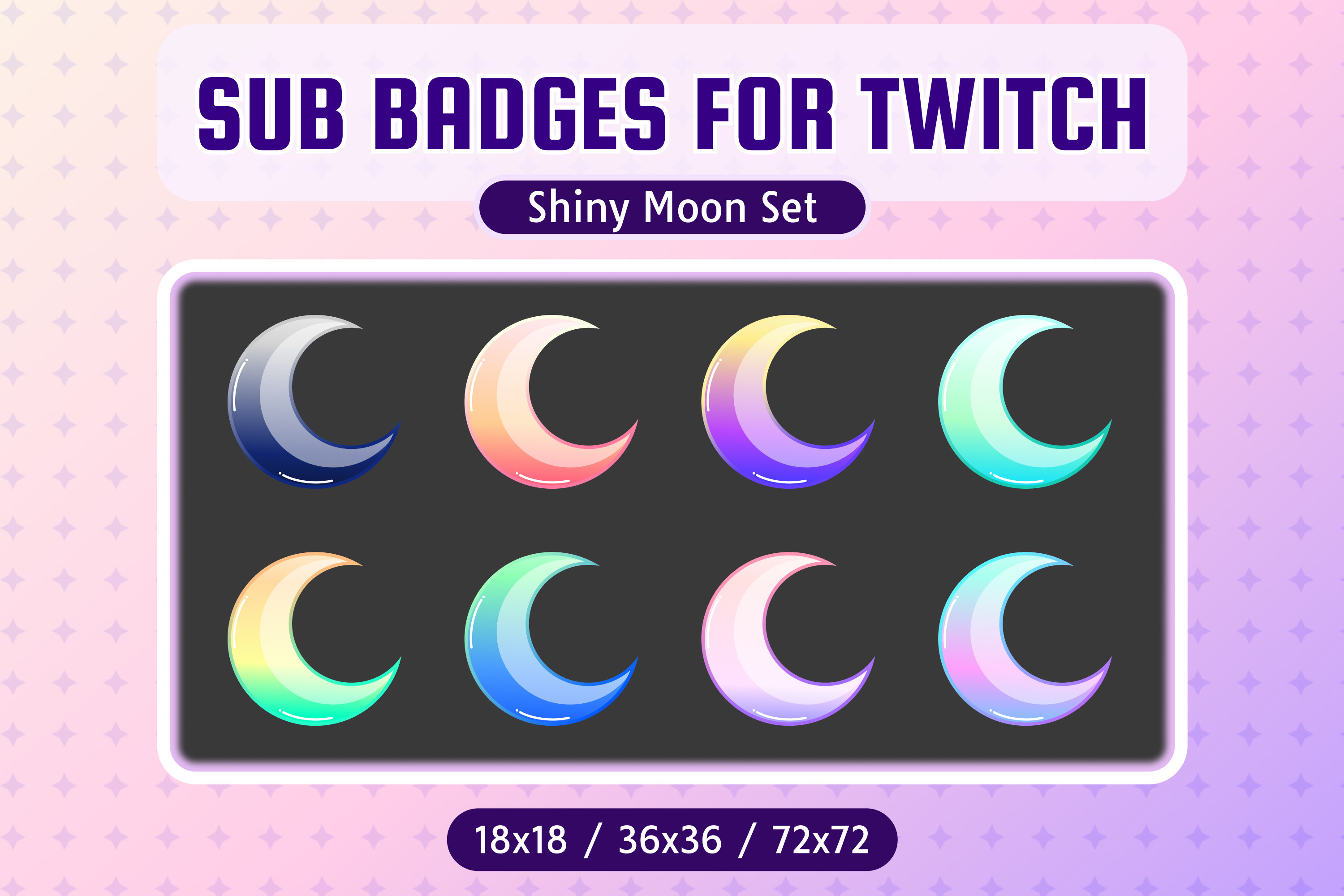 Twitch Sub Badges Shiny Moon Bit Badges Streamer Kawaii Aesthetic - Etsy