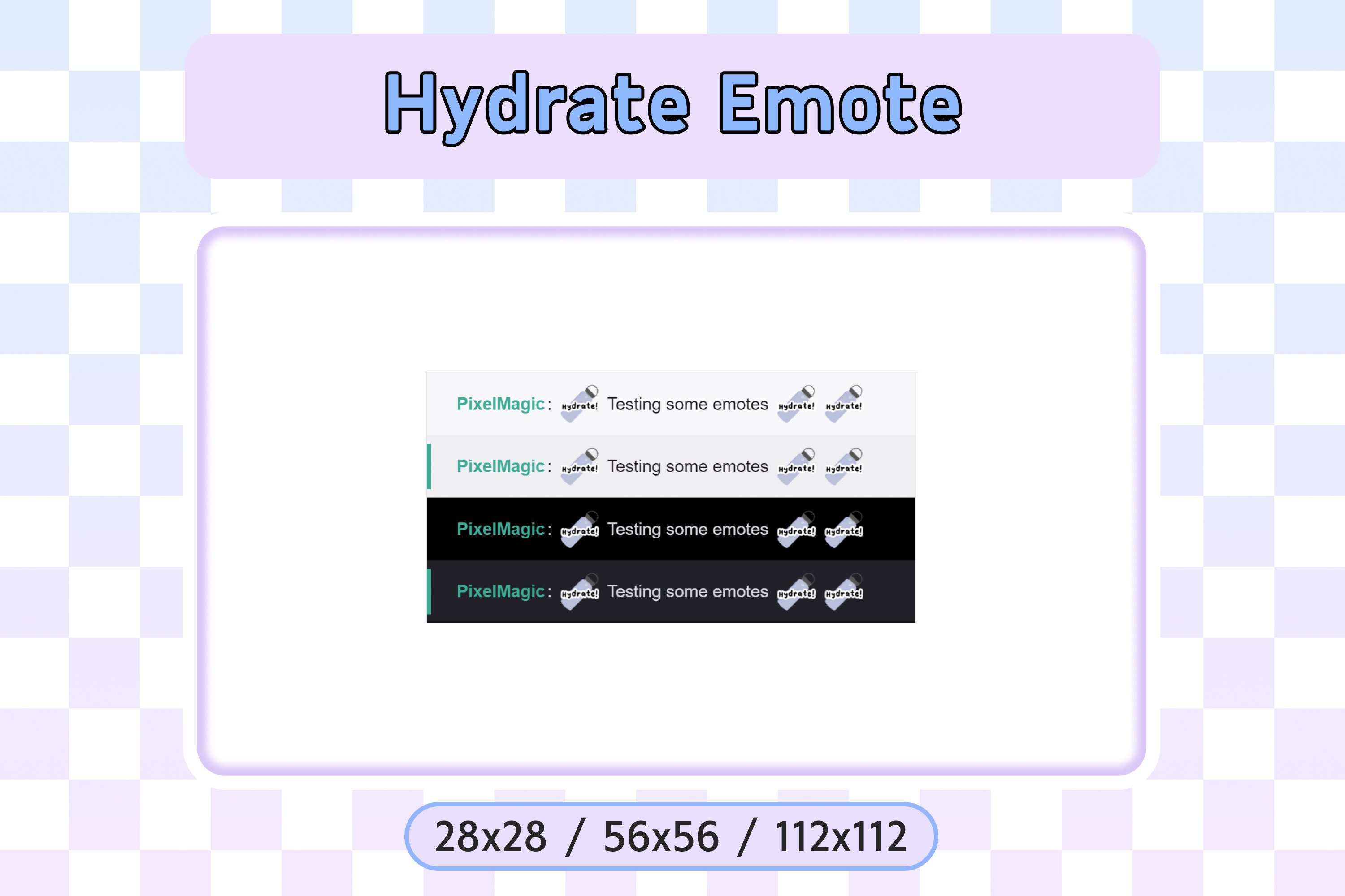 Hydrate Twitch Emote: Purple Water Bottle, Kawaii Streamer Art (digital ...