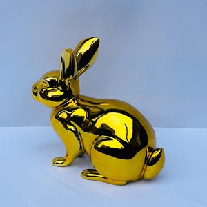 Rabbit, Rabbit Statue, Rabbit Figurine, Gold Statue, Figurine, Golden ...