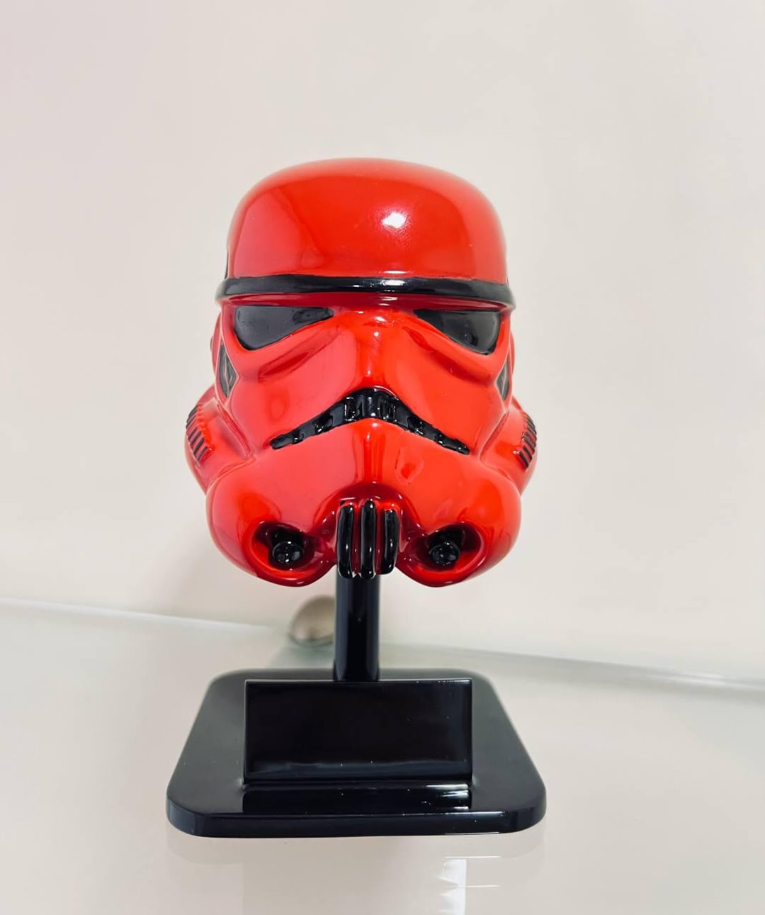 Red Stormtrooper Helmet on Stand: Handmade Star Wars Decor - Etsy
