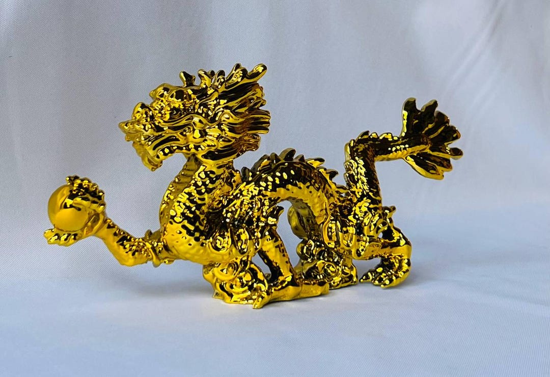 Handcrafted Chrome Dragon Statue, Dragon, Dragon Statue, Chromed Statue ...