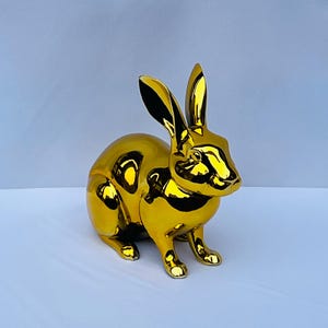 Rabbit, Rabbit Statue, Rabbit Figurine, Gold Statue, Figurine, Golden ...
