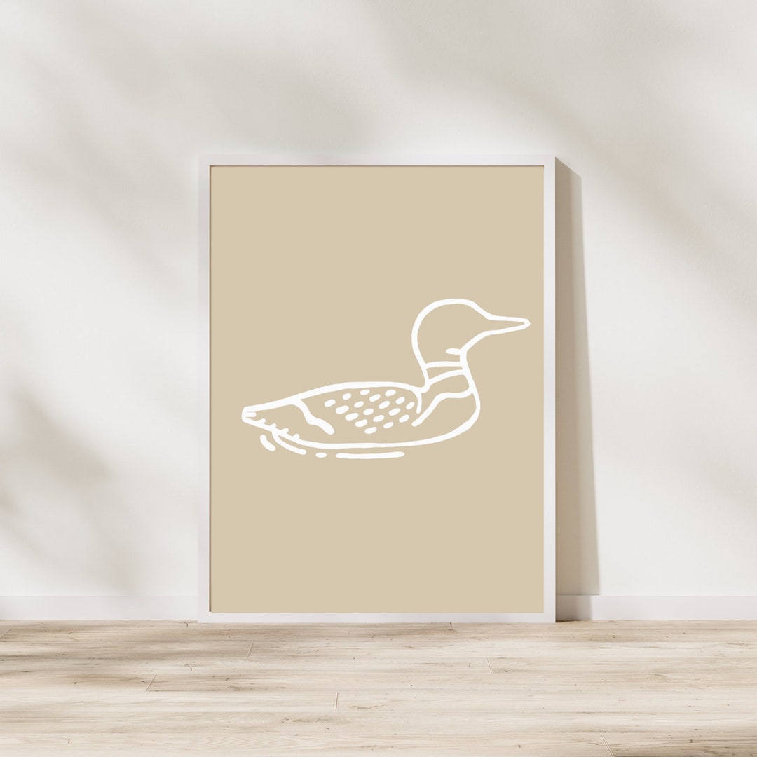 Bird Loon Digital Art Loon Drawing Home and Cabin Decoration ...