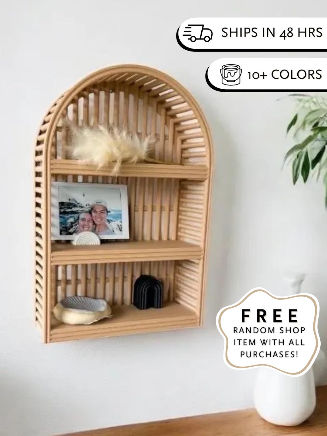 Boho Rattan Wall Shelf Home Office Organization Minimalist Home Decor ...