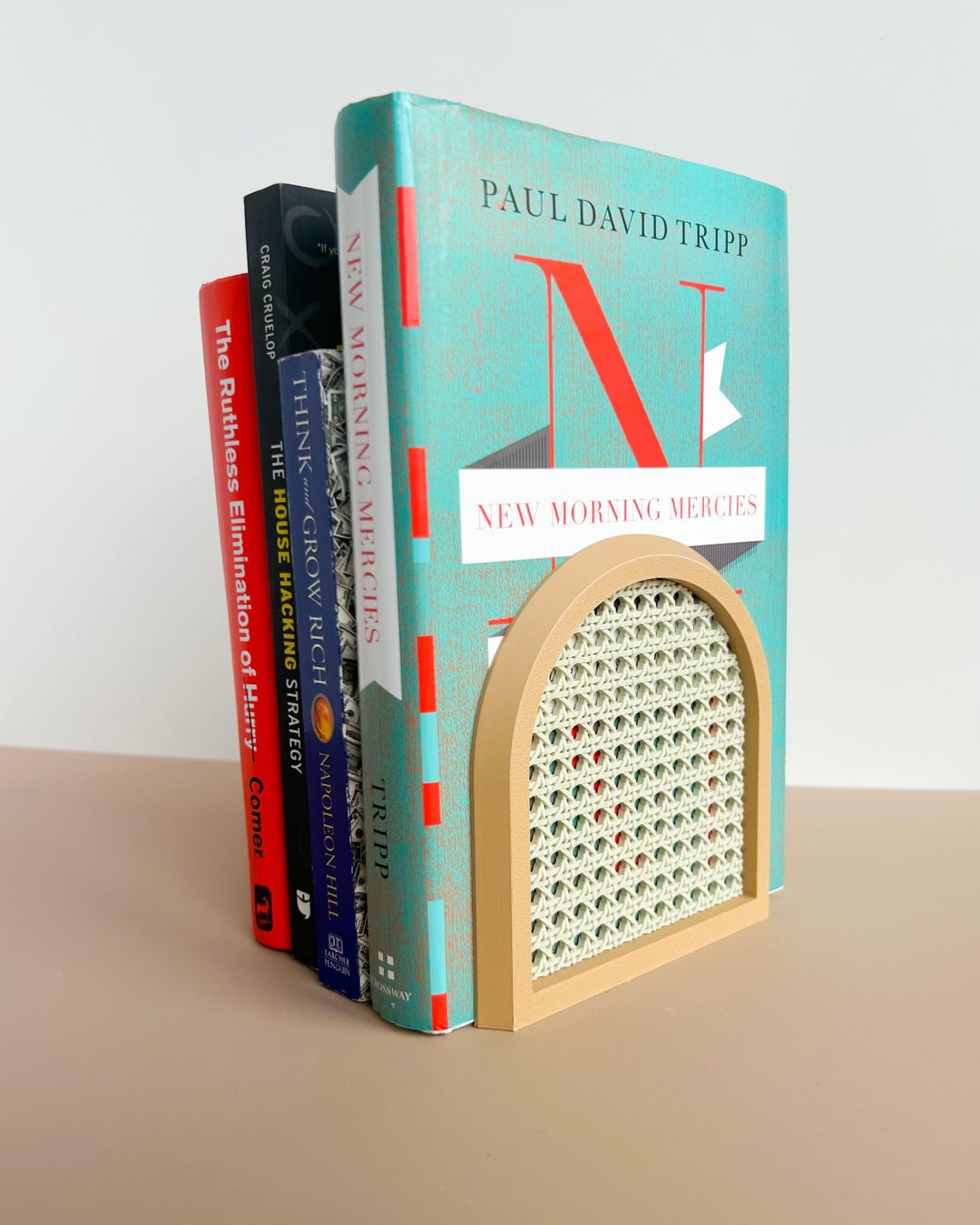 Rattan Inspired Book End Home Decor Bookcase Organization Boho Inspired ...