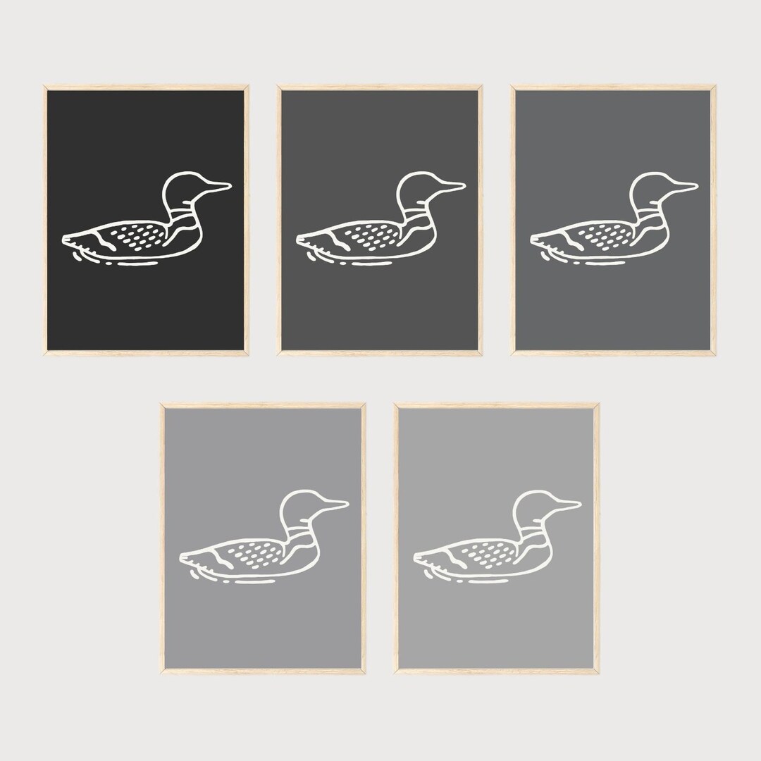 Bird Loon Digital Art Loon Drawing Home and Cabin Decoration ...