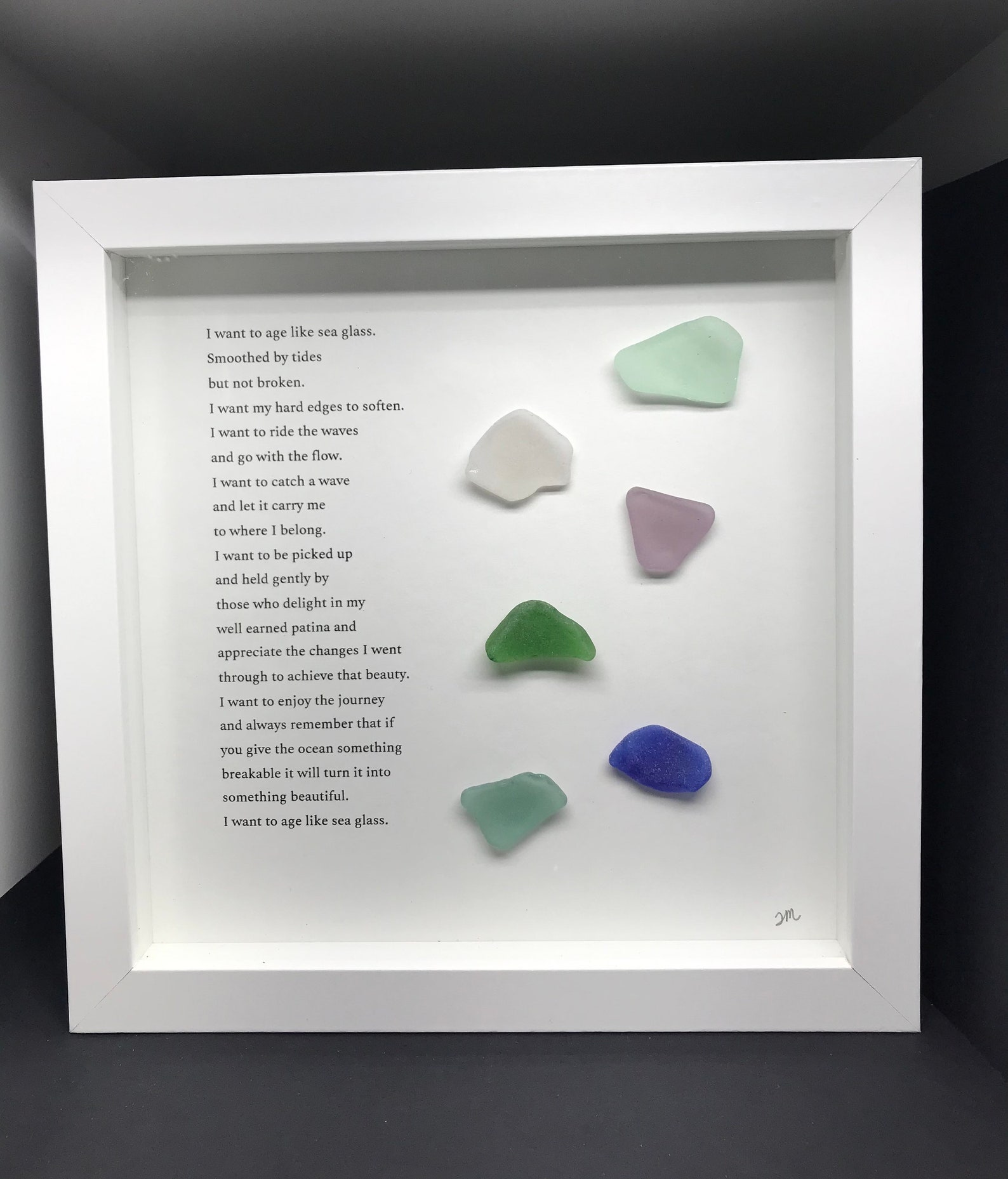 8x8 Sea Glass Poem Art i Want to Age Like Sea | Etsy
