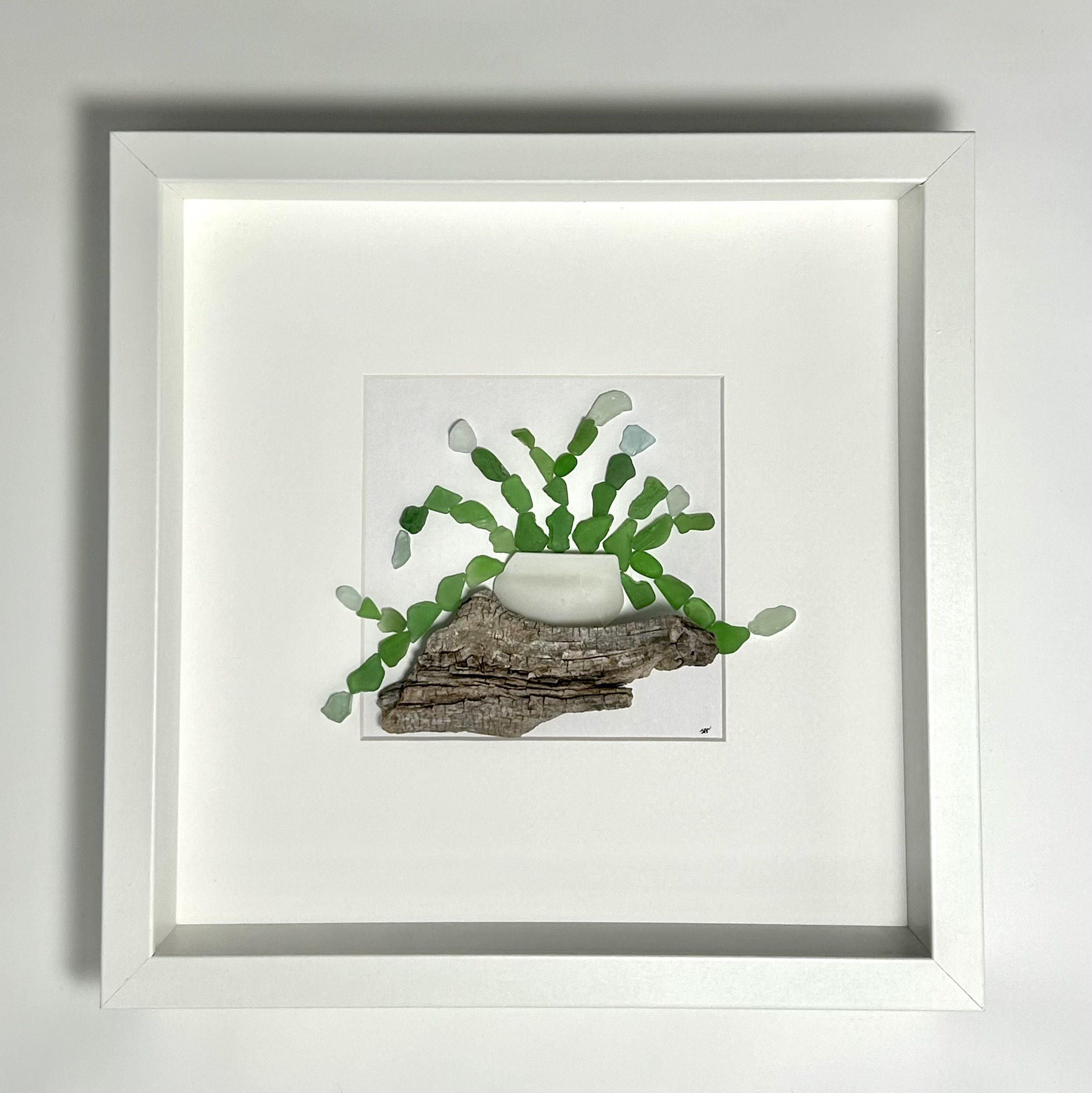 Sea Glass Flowers On Drift Wood Framed Etsy
