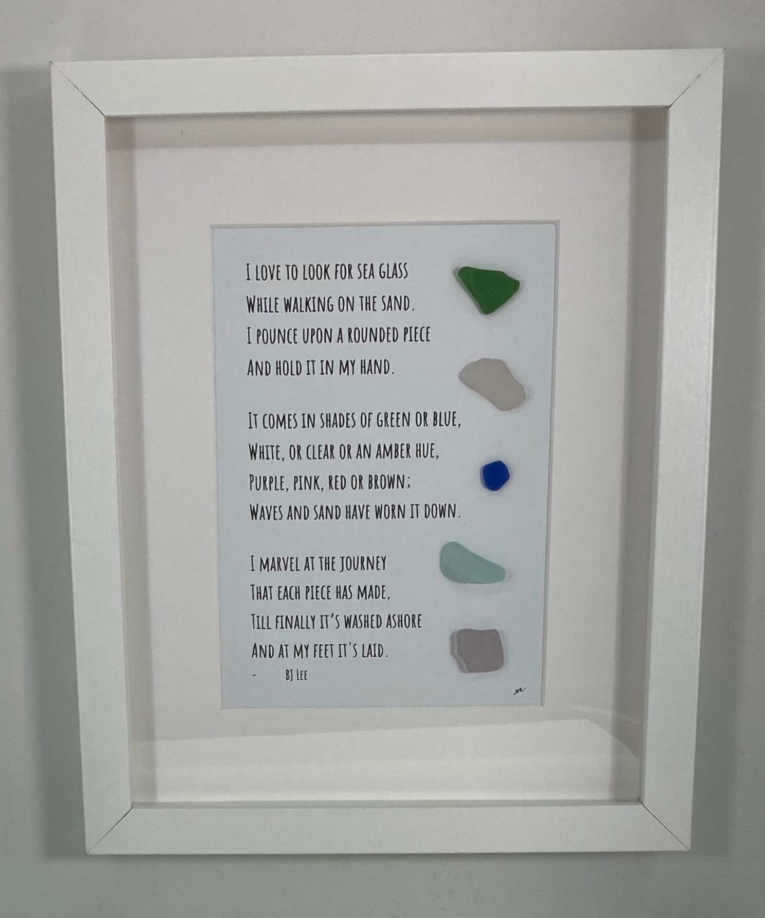 8x10 Sea Glass Poem, i Love to Look for Sea Glass... BJ Lee - Etsy