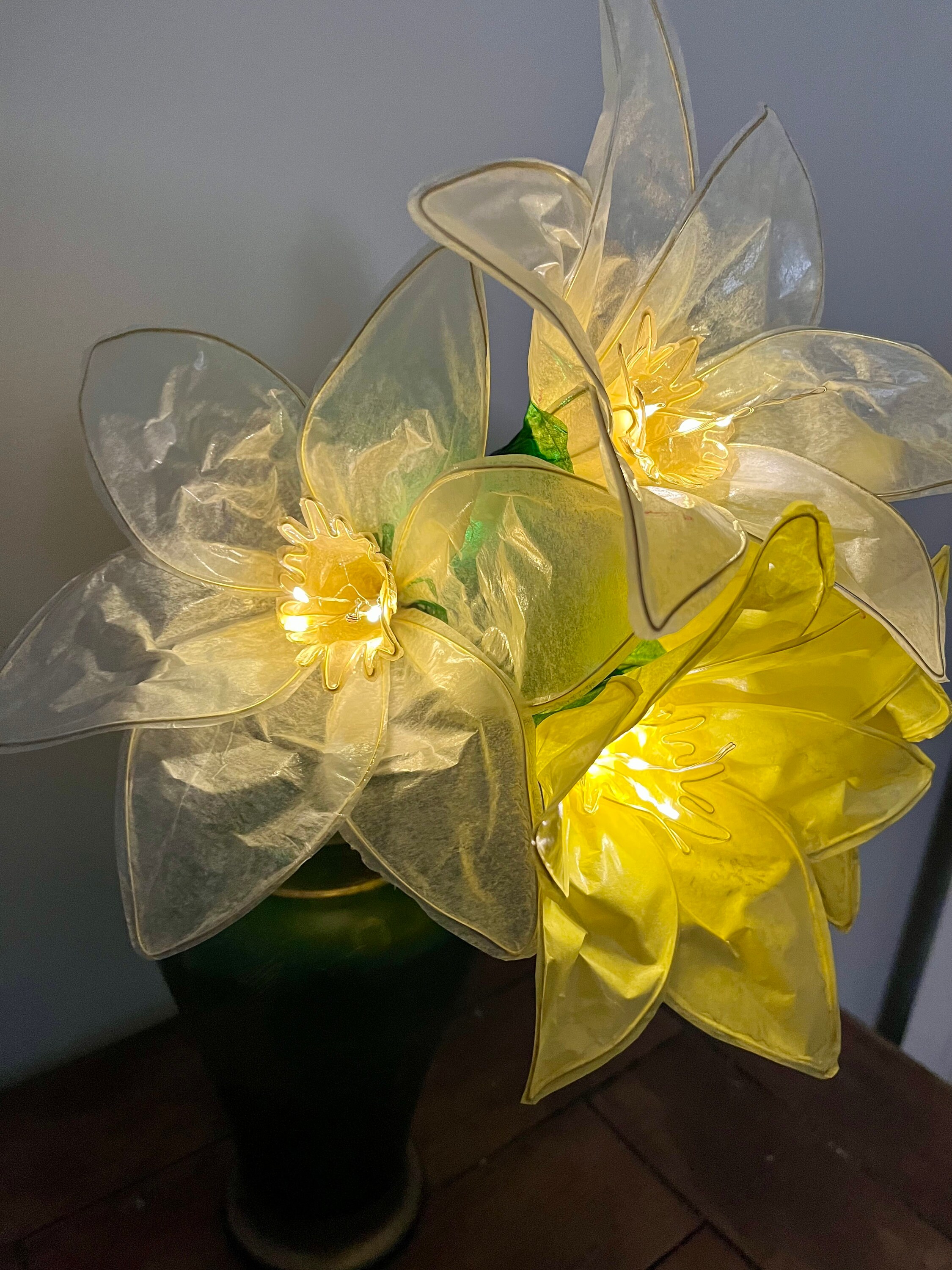 Daffodil Flower With LED Fairy Lights. Handmade Unique Home - Etsy