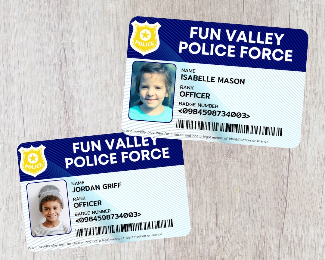 Personalised Child's Police ID Badge, Novelty Policeman / Police ...