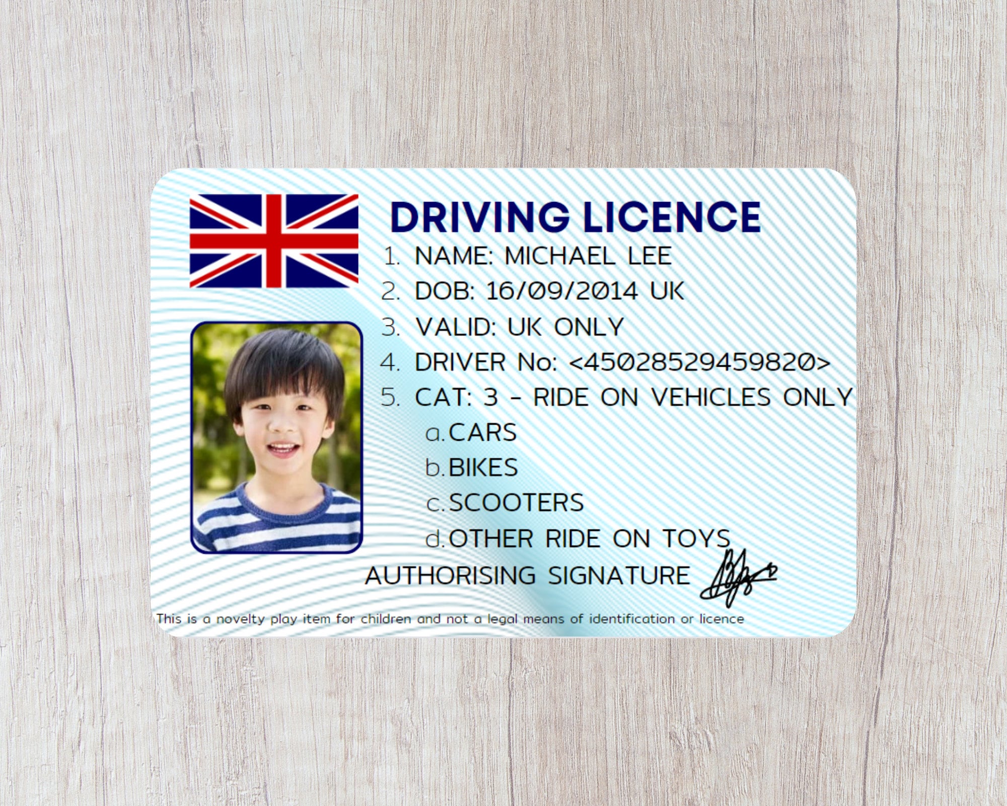 Personalised Child's Driving Licence / ID Novelty Scooter - Etsy