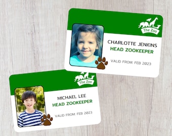 Children / Child Zookeeper Roleplay ID Card With Green Lanyard ...