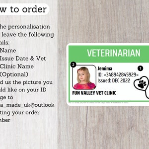 Personalised Child's Vet ID Badge, Novelty Veterinarian Work ID ...
