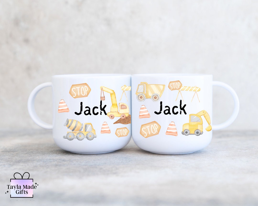 Personalised Digger Cup | Unbreakable Toddler Mug | Construction Gift ...
