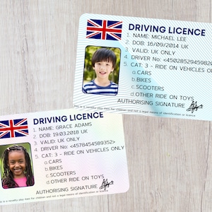 Personalised Child's Driving Licence / ID, Novelty Scooter / Bike ...