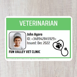 Personalised Child's Vet ID Badge, Novelty Veterinarian Work ID ...