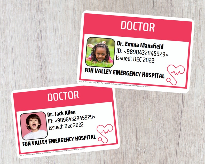 Personalized Child's Doctor ID Badge: Pretend Play Accessory - Etsy
