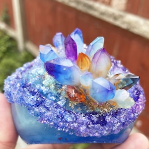 Galaxy Colors Geode Quartz Cluster 80mm Large Sphere Funeral Cremation ...