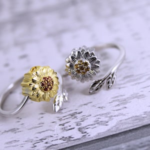 Sterling Silver Gold Sunflower Cremation Memorial Keepsake Urn Ring ...