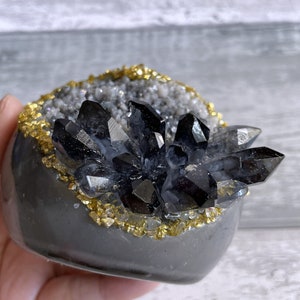 Black and Grey Geode Crystal Cluster 80mm Large Sphere Funeral ...