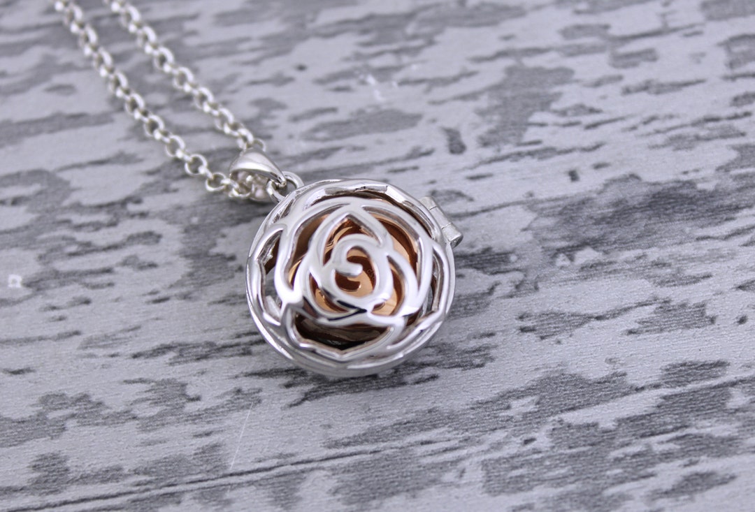 Sterling Silver Rose Flower Cage Locket Cremation Memorial Keepsake Urn ...
