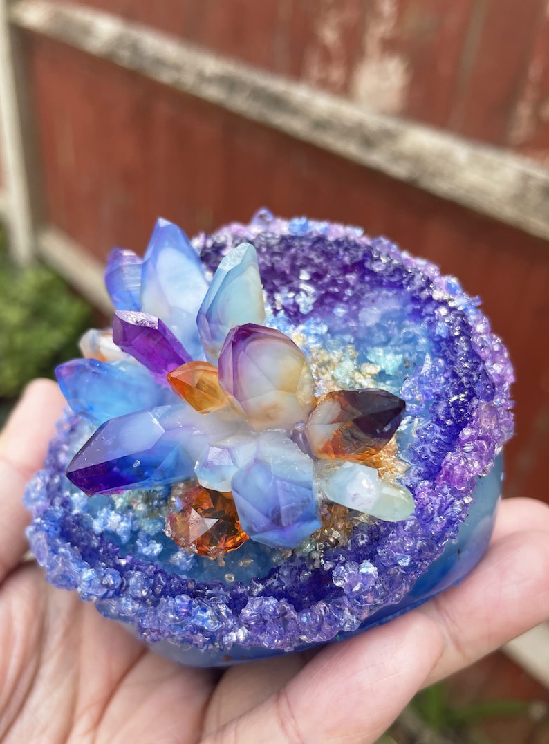 Galaxy Colors Geode Quartz Cluster 80mm Large Sphere Funeral Cremation ...