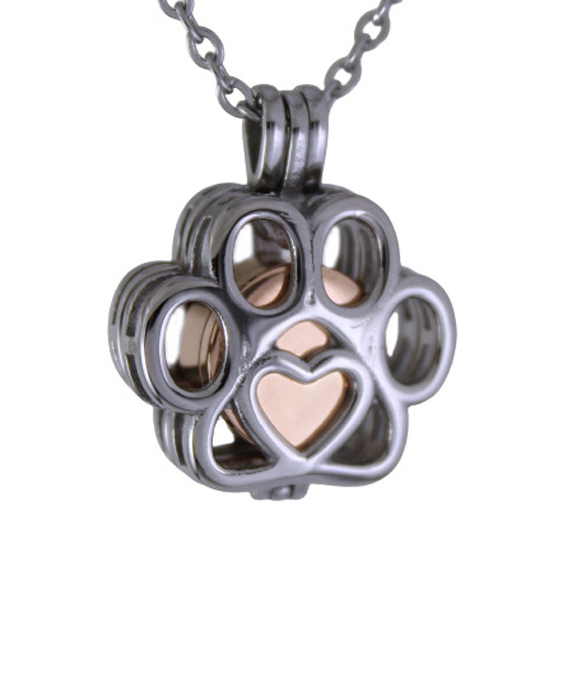 Pet Paw Cage Locket With Rose Gold Capsule Cremation Memorial - Etsy