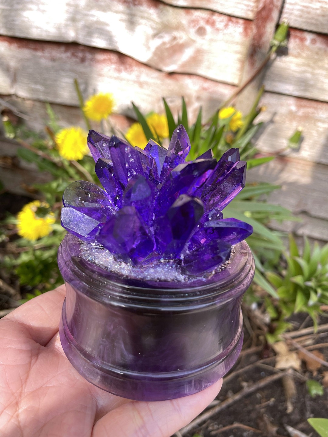 Purple Geode Quartz Cluster Small Cylinder Funeral Cremation Engraved ...