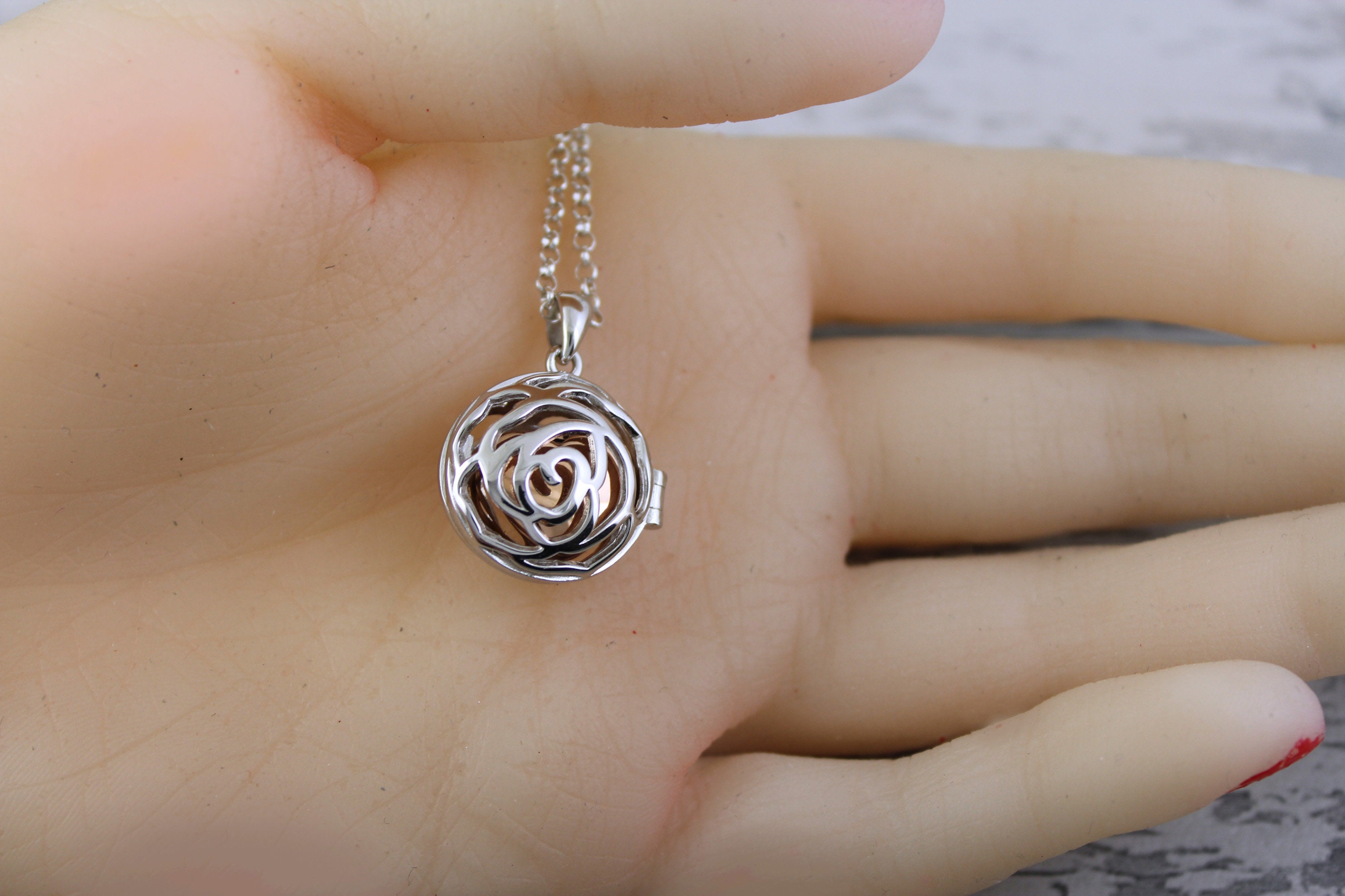 Sterling Silver Rose Flower Cage Locket Cremation Memorial - Etsy